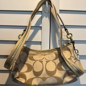 Coach | Bags | Coach Gold And Tan Crossbody Bag With Gold Hardware ...